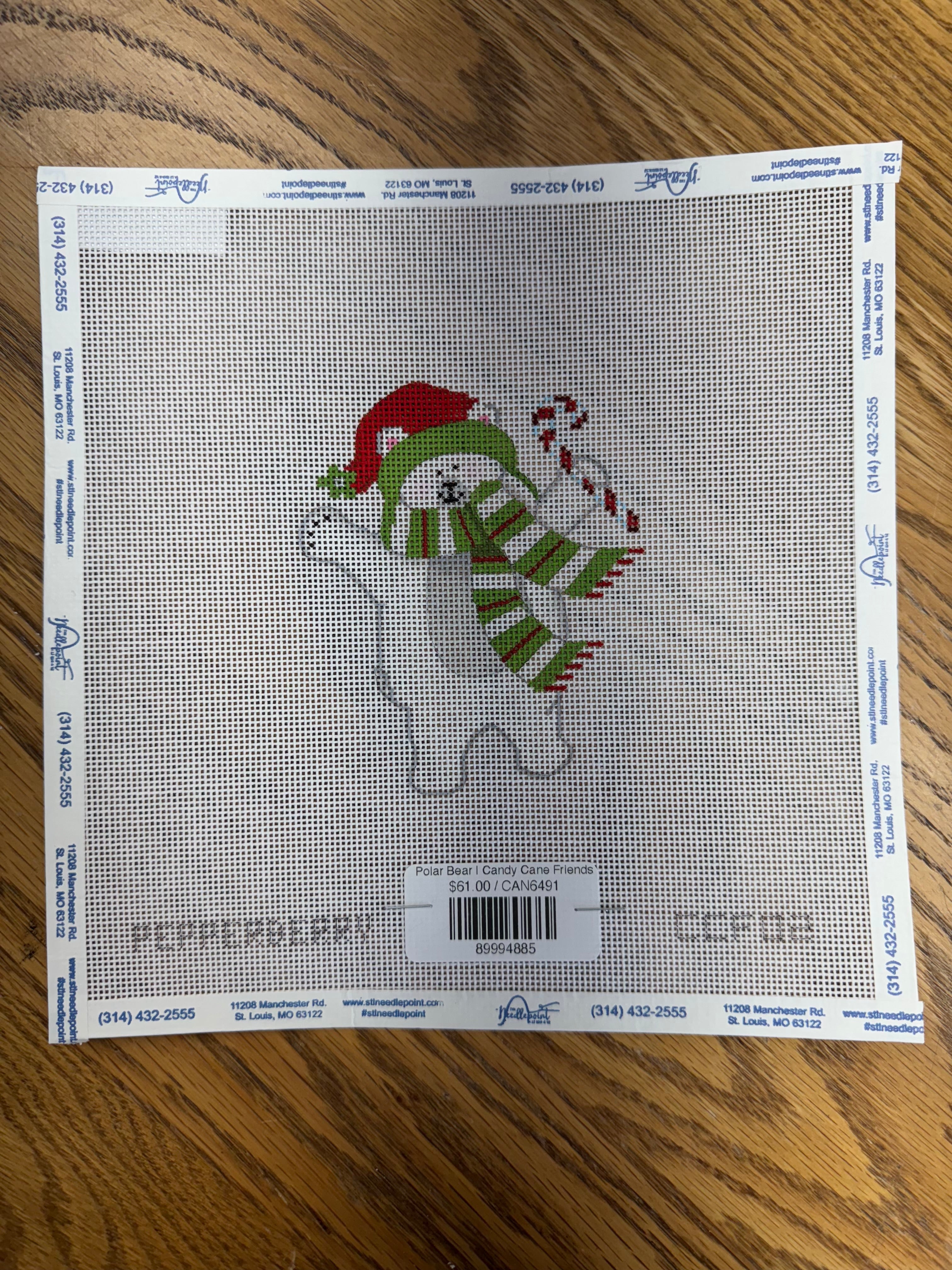 Polar Bear | Candy Cane Friends – The Needlepoint Clubhouse