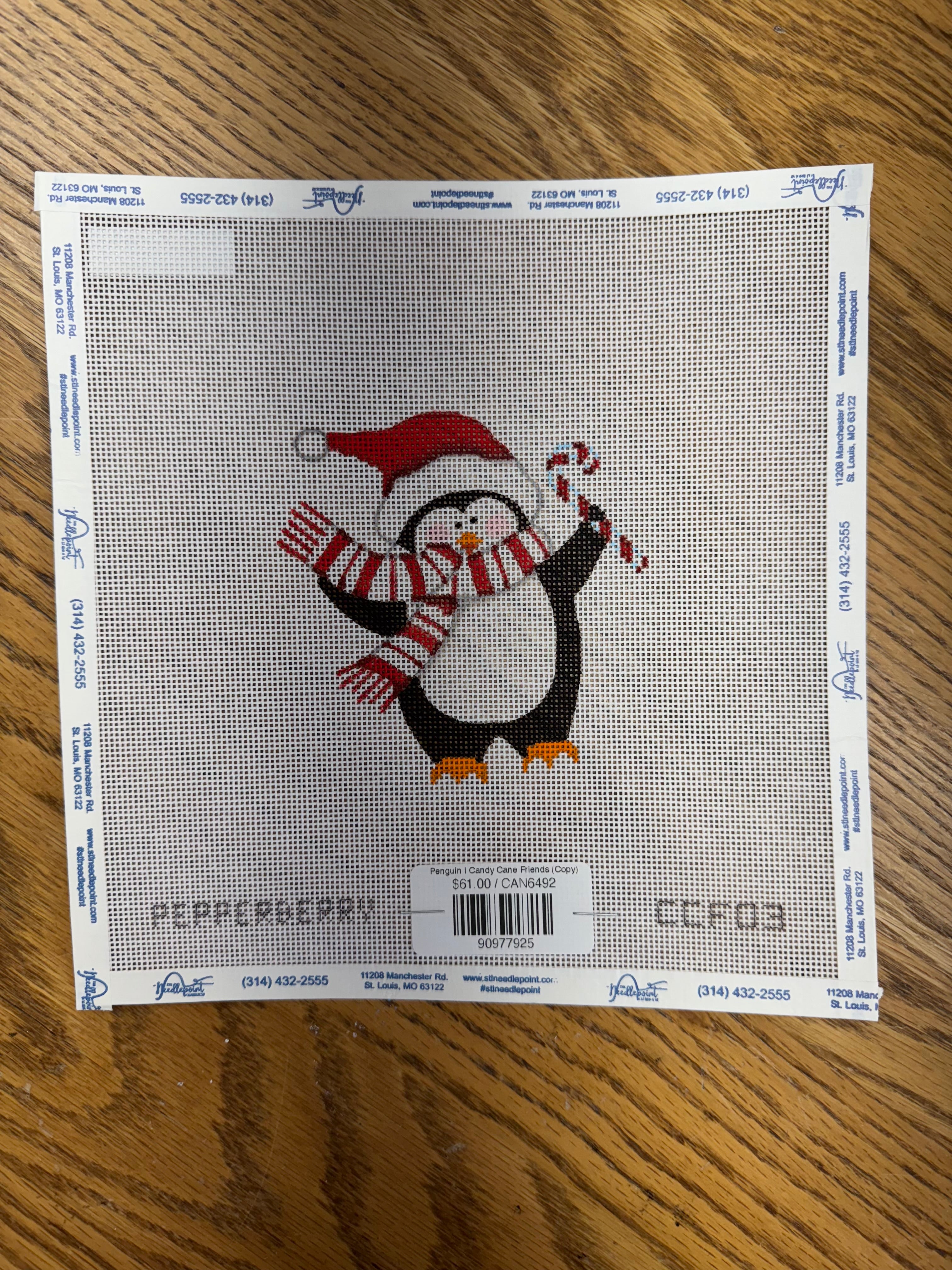 Penguin | Candy Cane Friends – The Needlepoint Clubhouse
