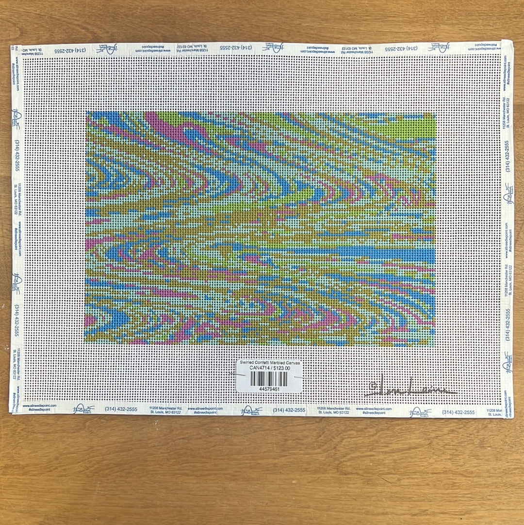 Swirled Confetti Marbled Canvas – The Needlepoint Clubhouse