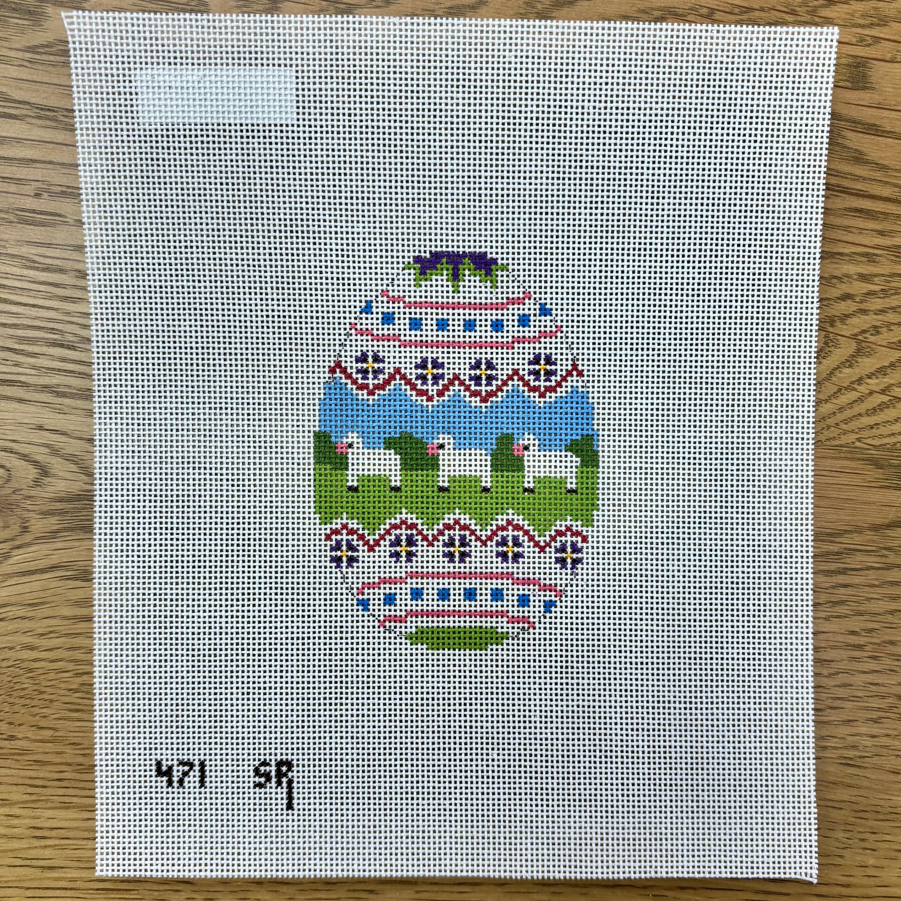 SR0471 Lamb Row, 4" Egg - 18 mesh – The Needlepoint Clubhouse