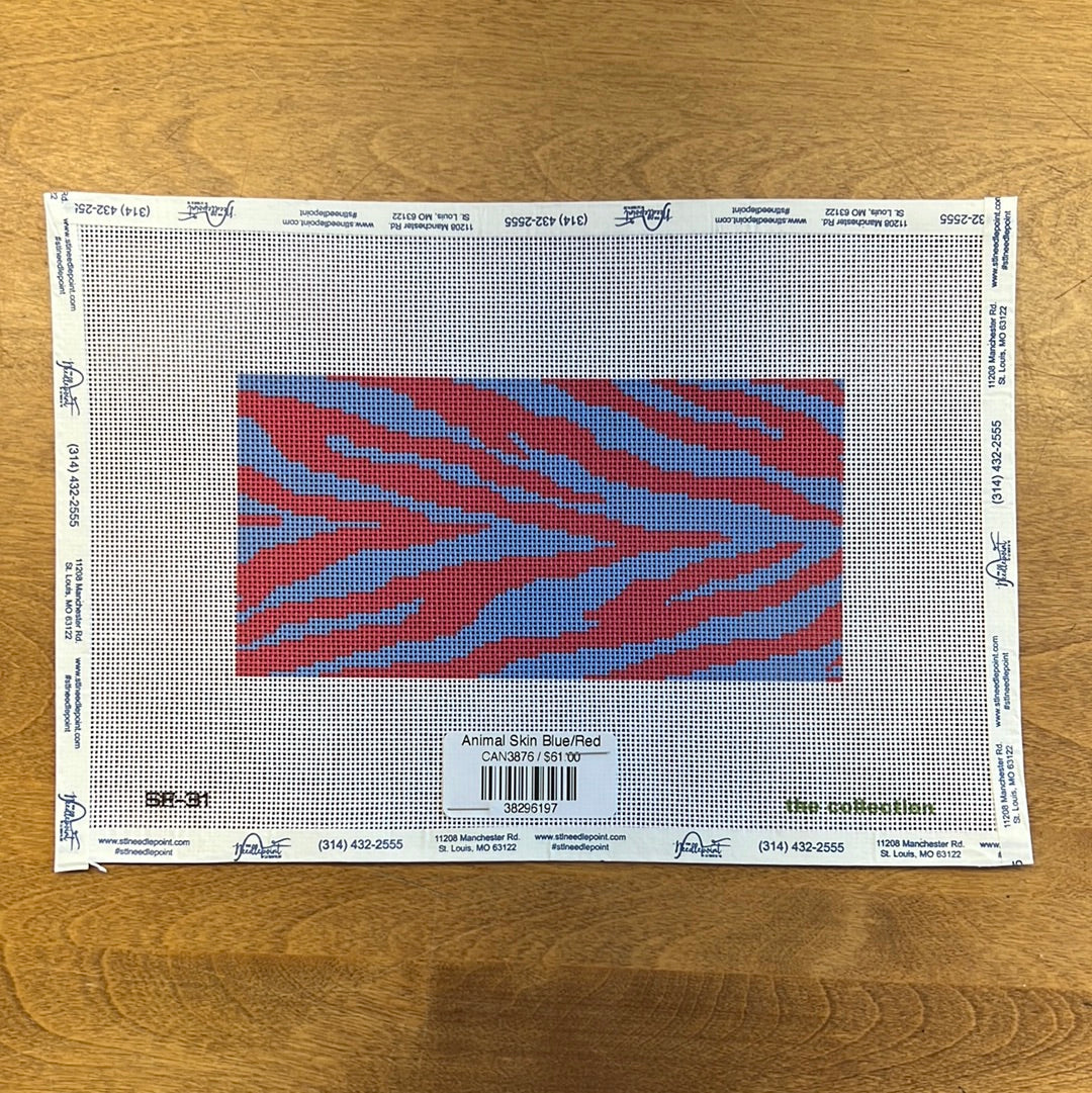Animal Skin Blue/Red – The Needlepoint Clubhouse