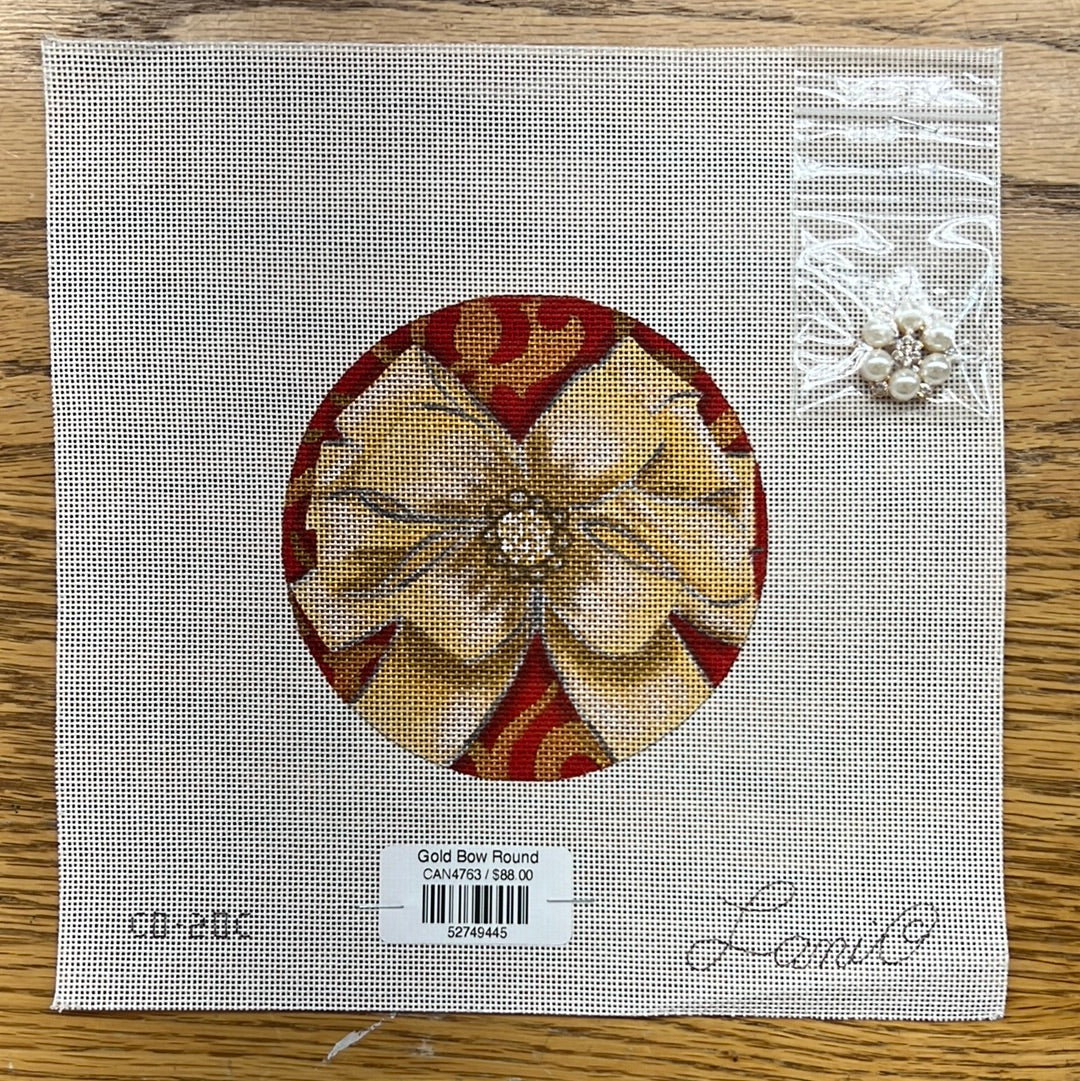 Gold Bow Round – The Needlepoint Clubhouse