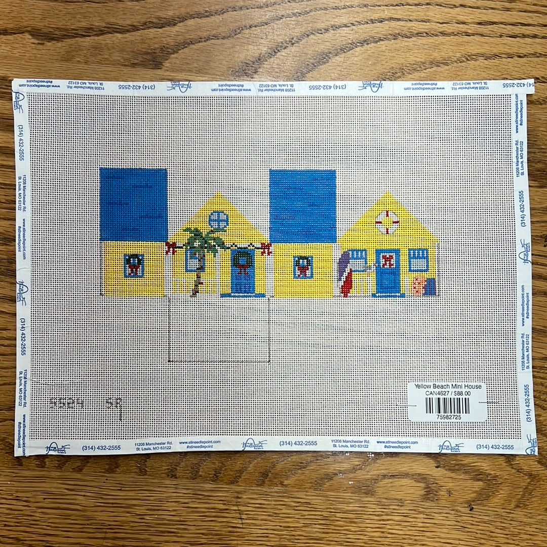 Yellow Beach House, Mini House - 18 mesh – The Needlepoint Clubhouse