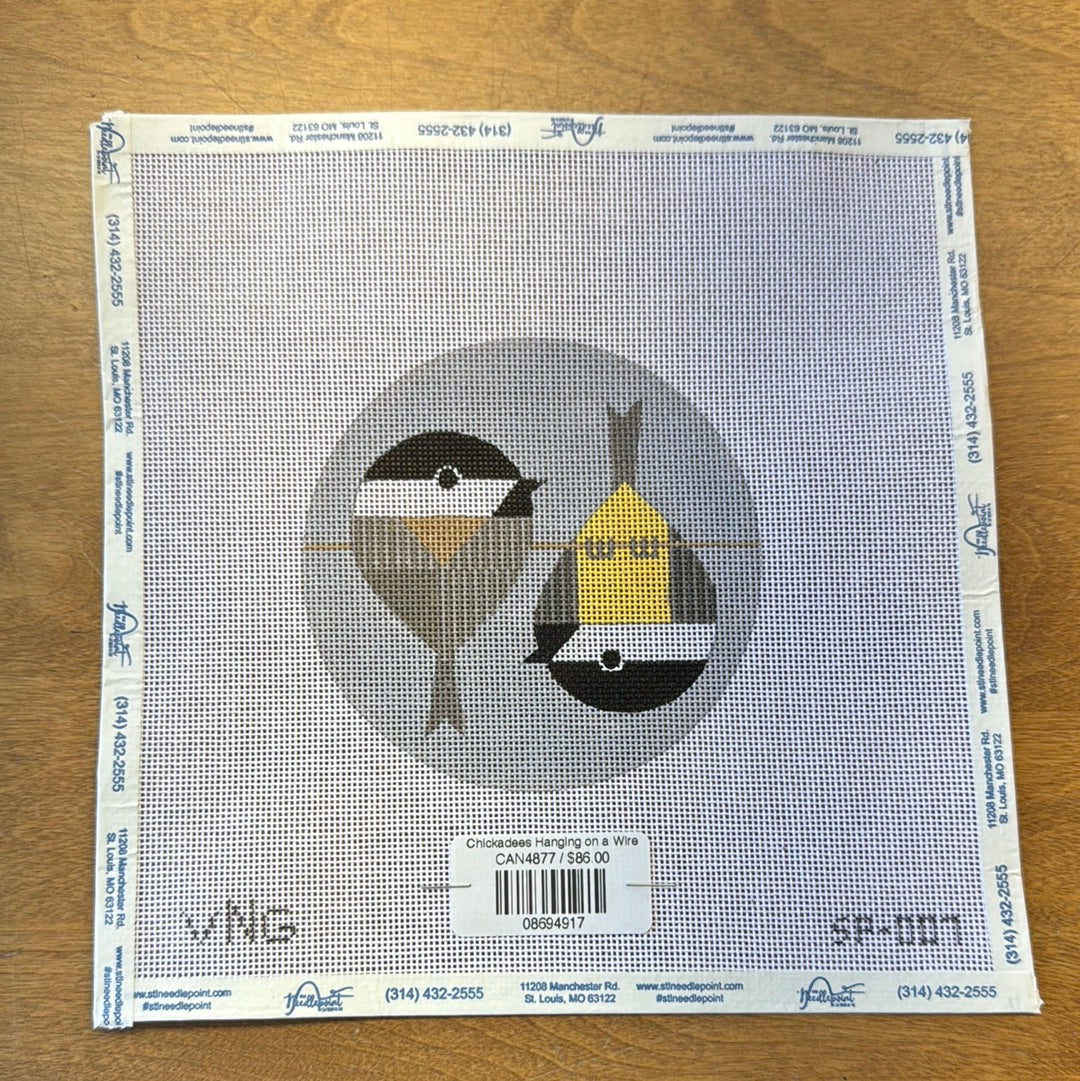 Chickadees Hanging on a Wire – The Needlepoint Clubhouse