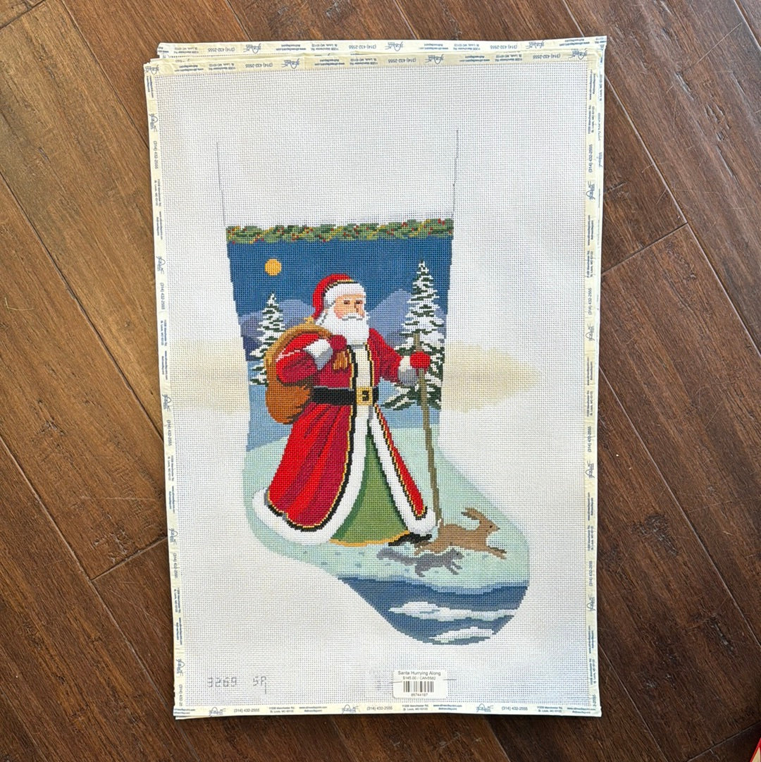 Santa Hurrying Along – The Needlepoint Clubhouse