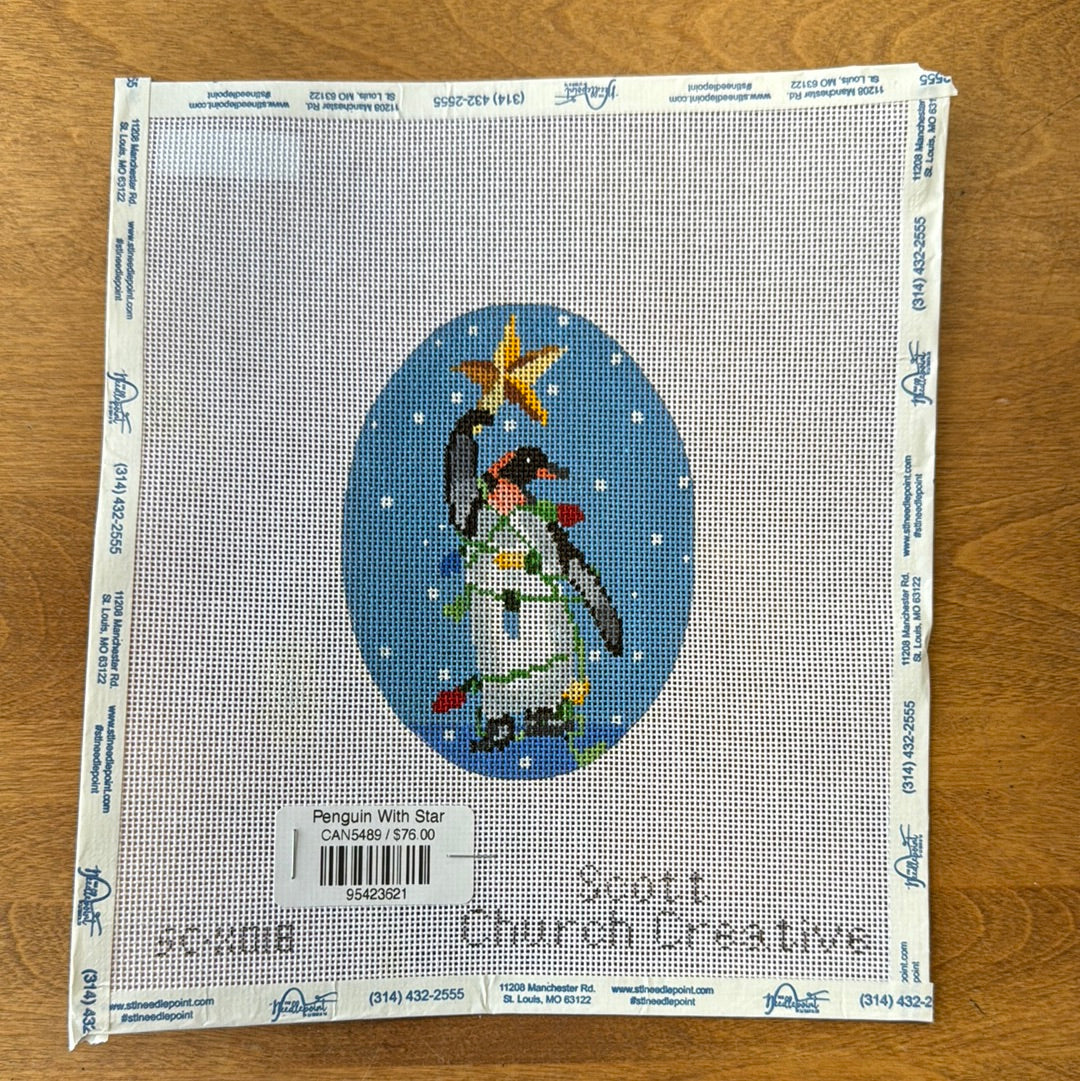 Penguin With Star – The Needlepoint Clubhouse