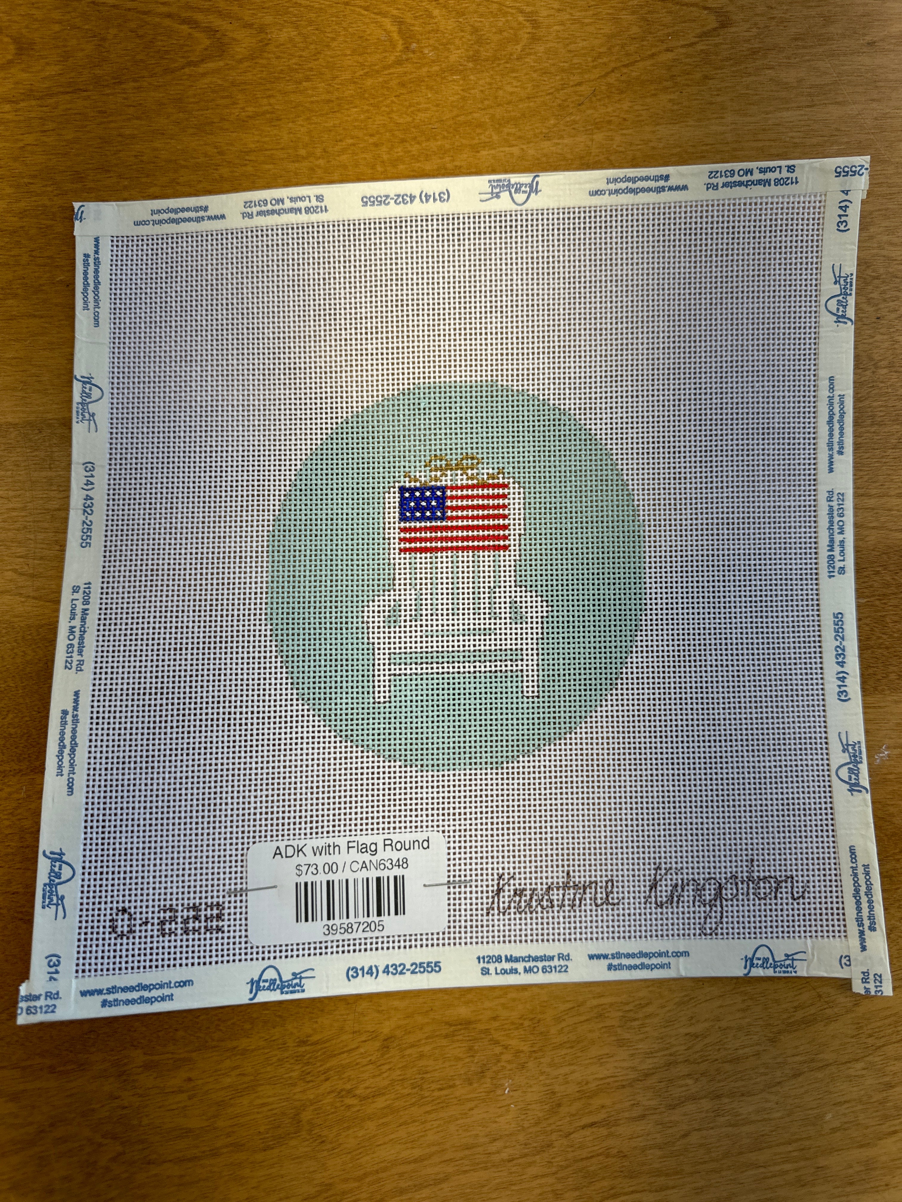 ADK with Flag Round – The Needlepoint Clubhouse