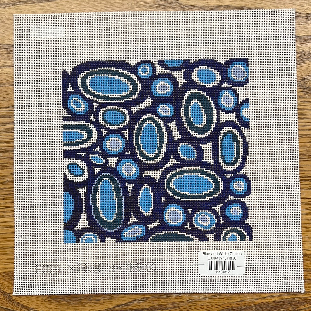 Blue and White Circles – The Needlepoint Clubhouse