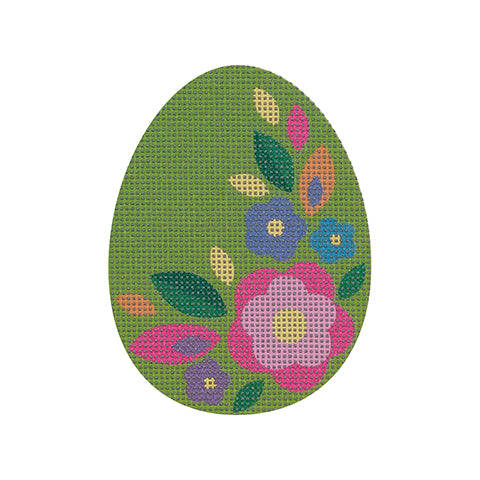 EE12* Green Floral Flat Egg – The Needlepoint Clubhouse