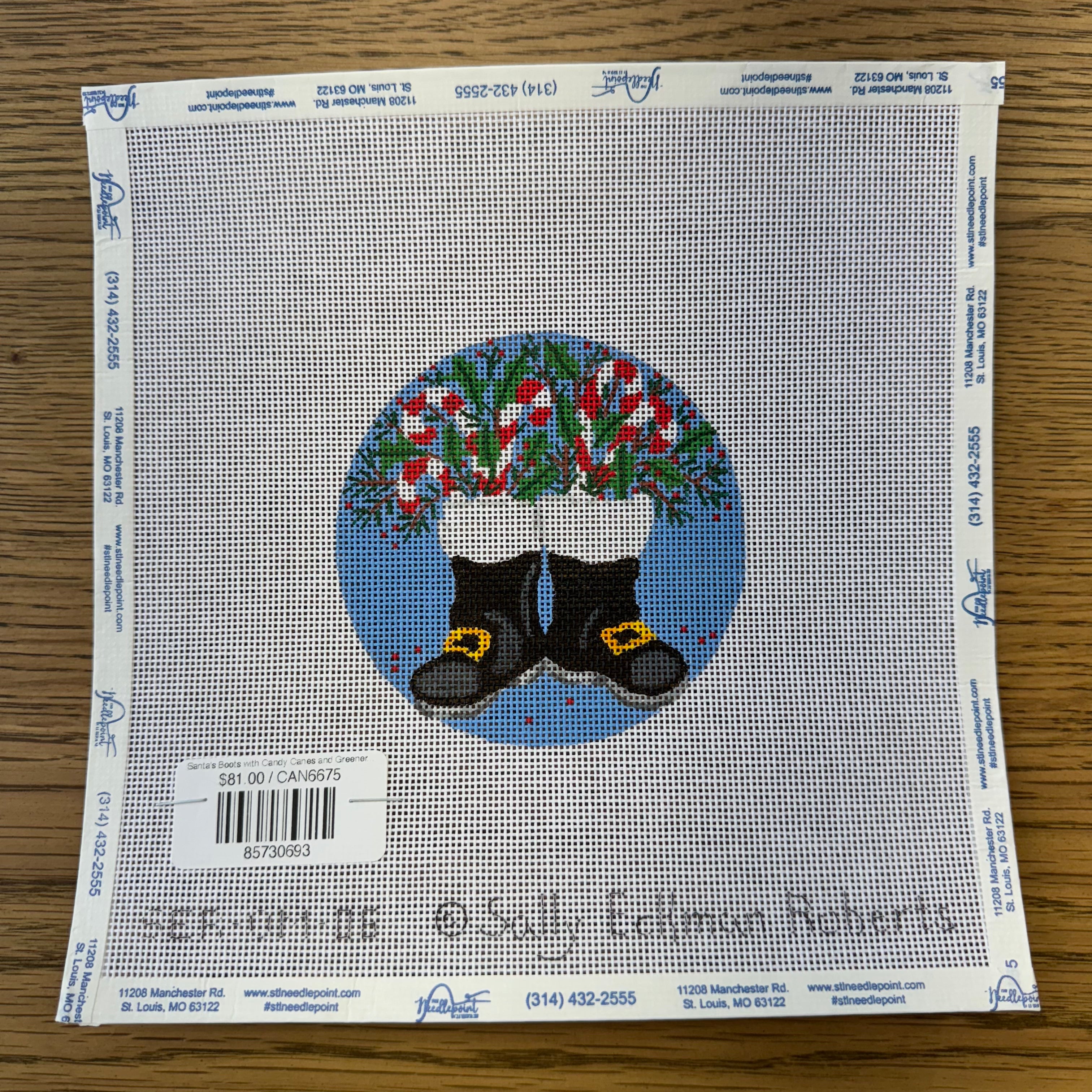 Santa's Boots with Candy Canes and Greenery Large – The Needlepoint ...