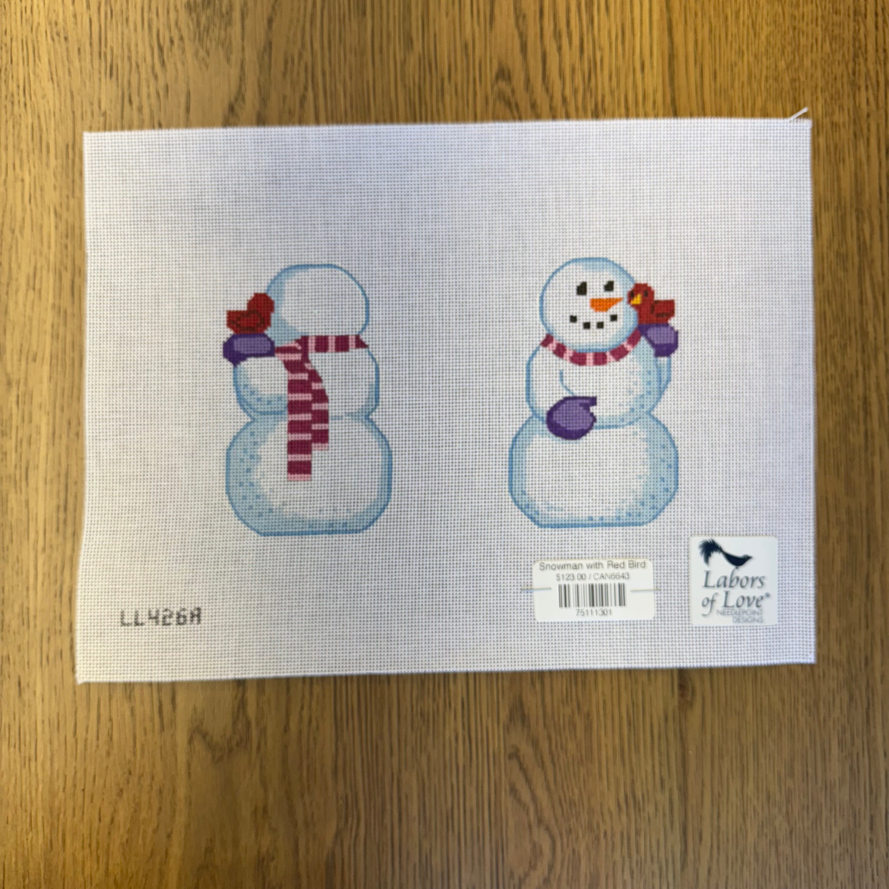 Snowman with Red Bird – The Needlepoint Clubhouse