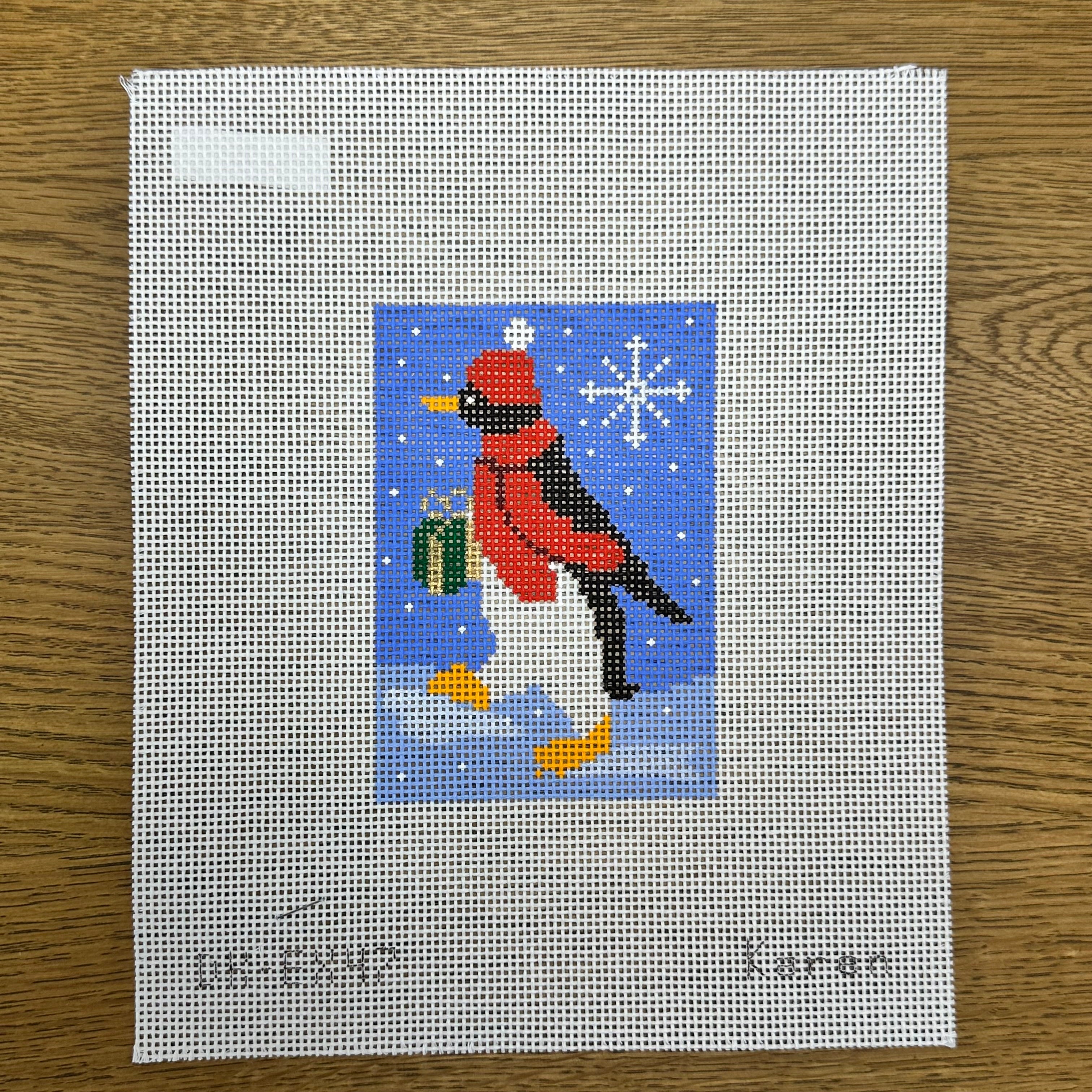 Penguin Present Rectangle – The Needlepoint Clubhouse