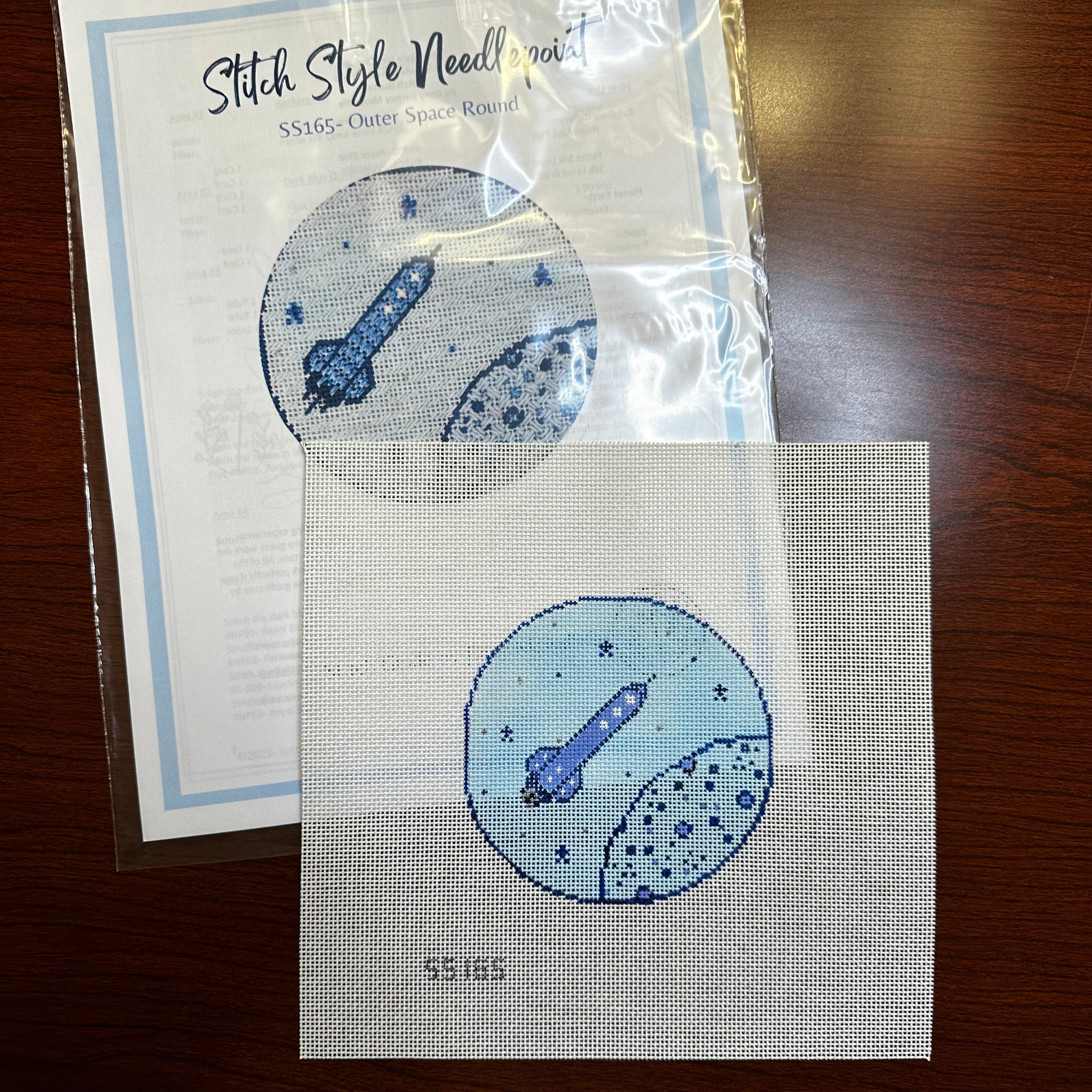 Outer Space Round with Stitch Guide – The Needlepoint Clubhouse