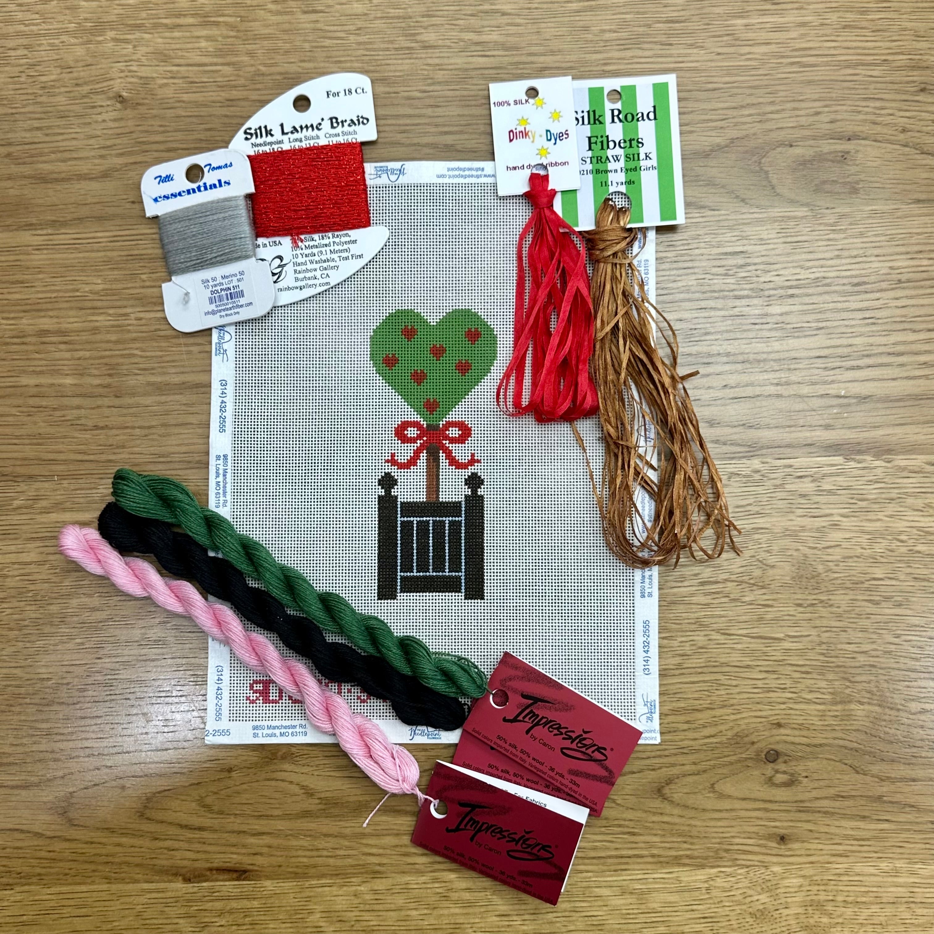 Heart Topiary Kit – The Needlepoint Clubhouse