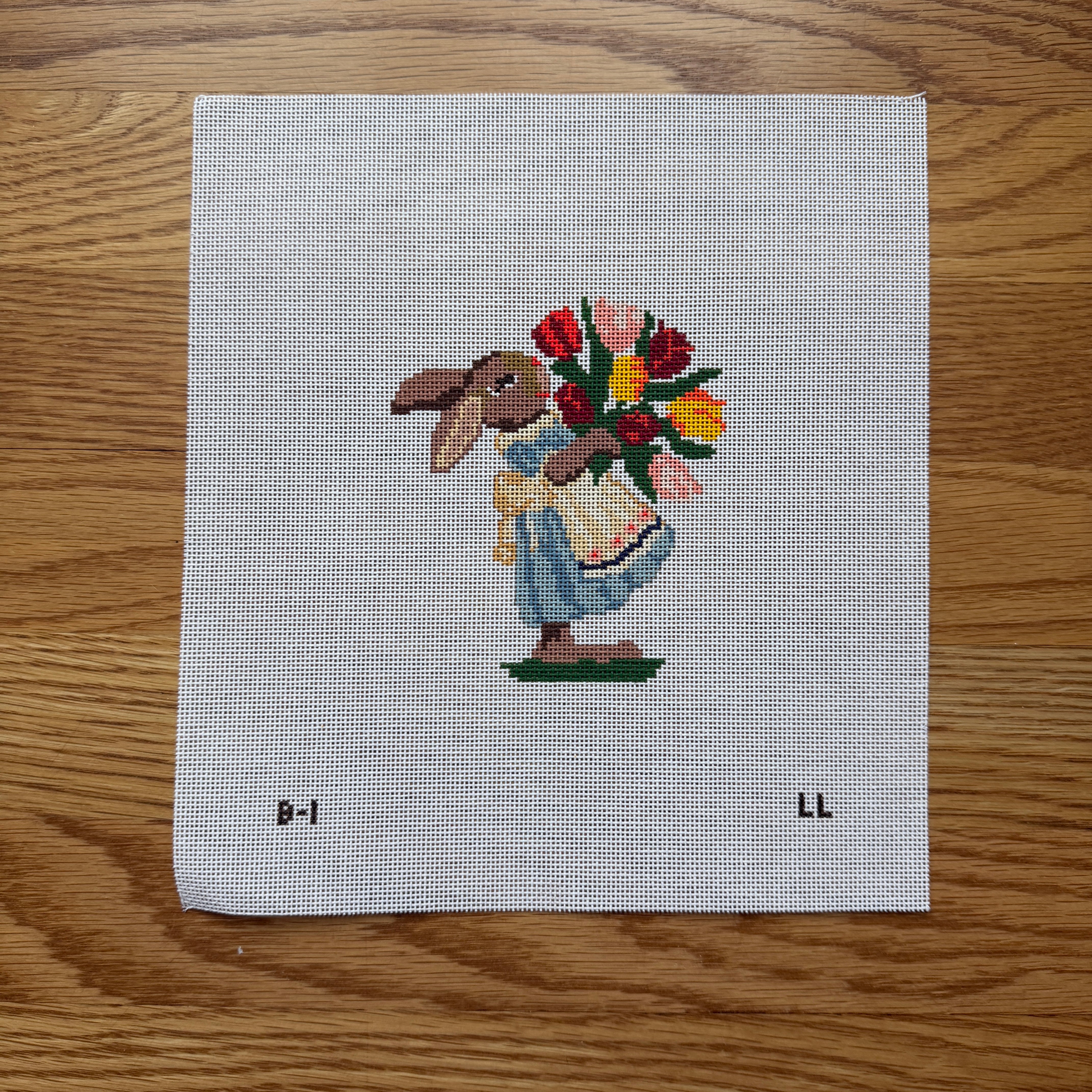 Bunny Holding Tulip Bouquet – The Needlepoint Clubhouse