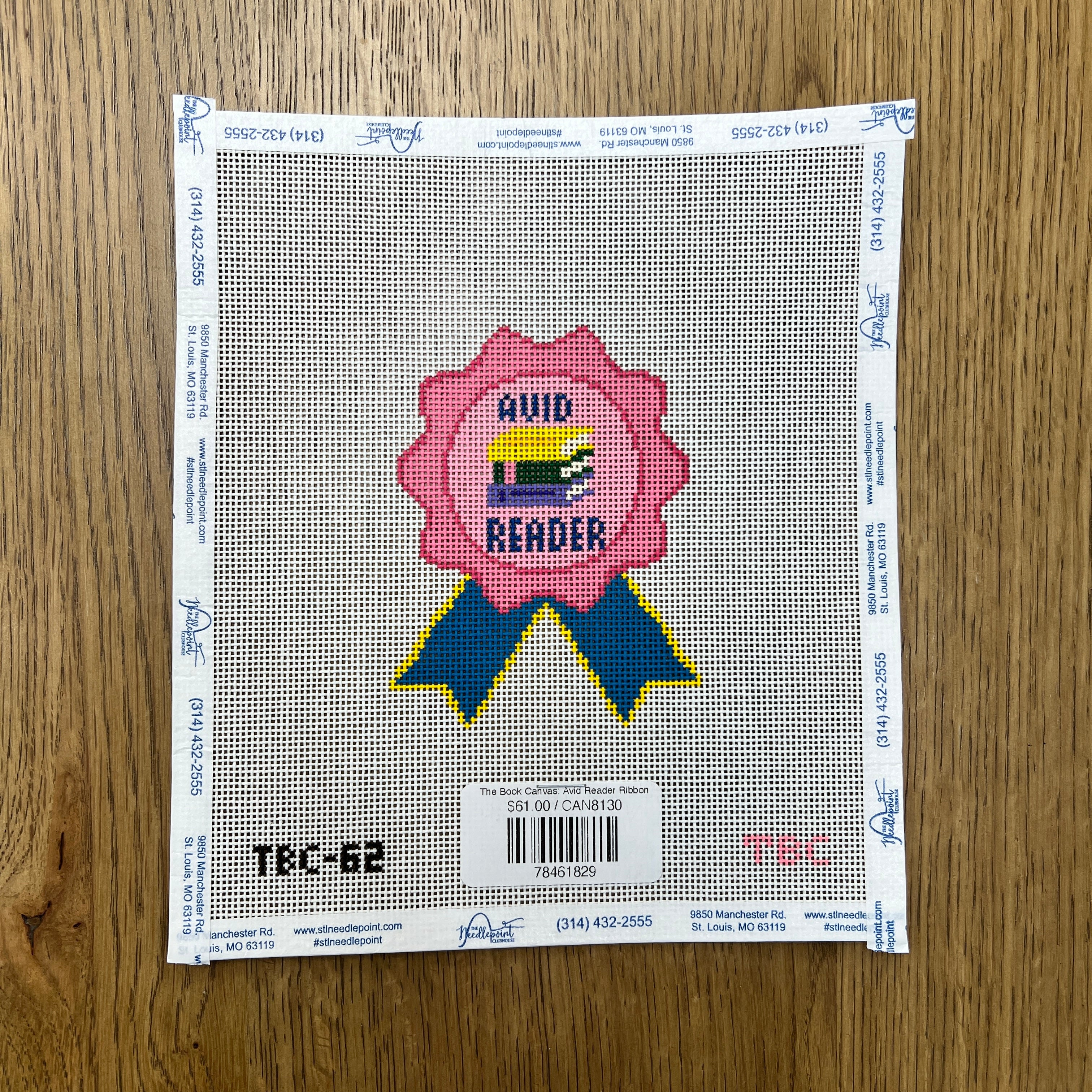 The Book Canvas: Avid Reader Ribbon – The Needlepoint Clubhouse