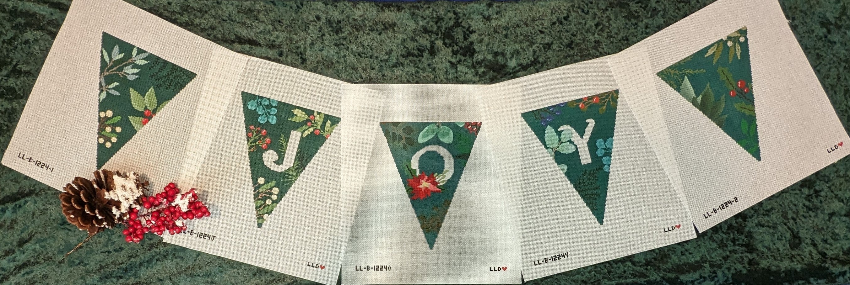 LL-BUN-1224 Botanical JOY Garland green -- 5 individual canvases – The ...