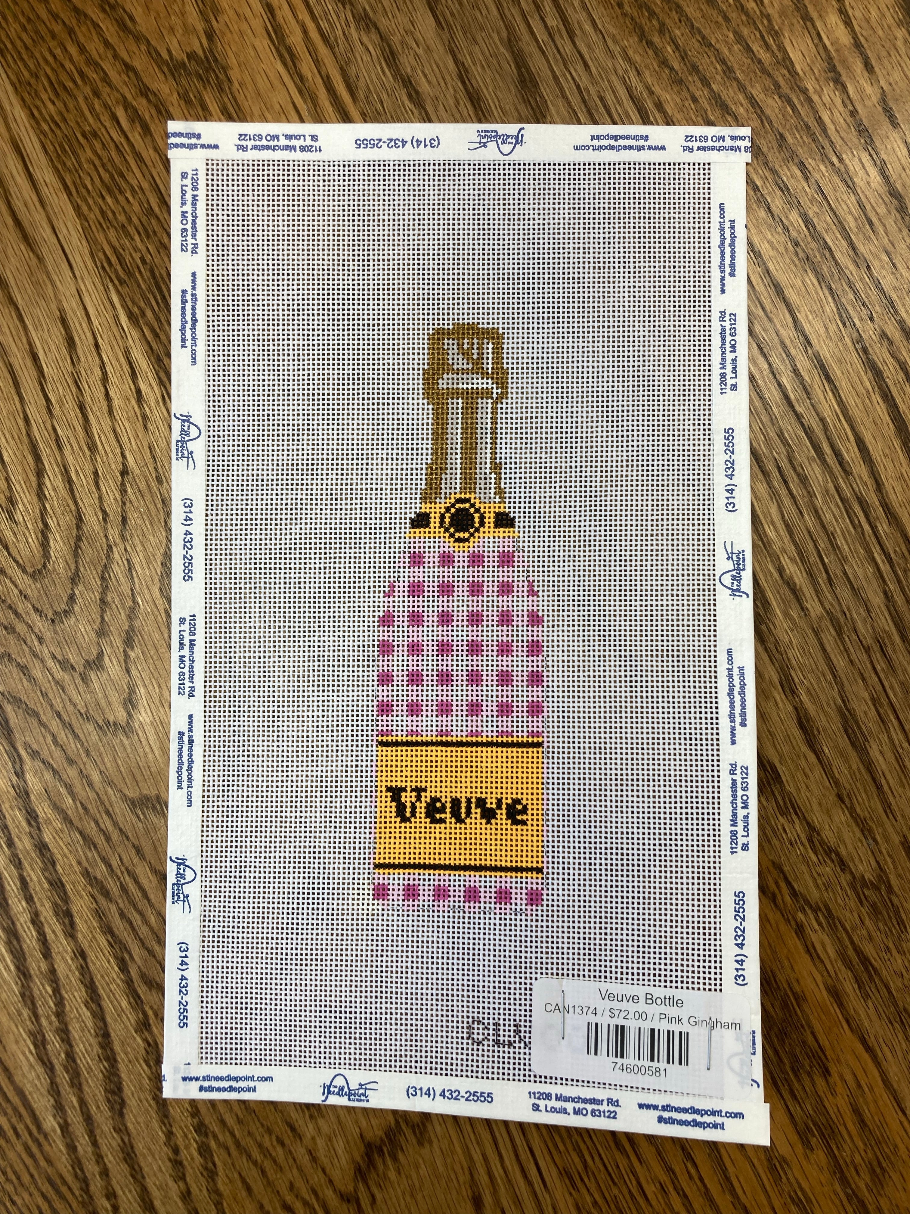Veuve Bottle - Pink Gingham – The Needlepoint Clubhouse