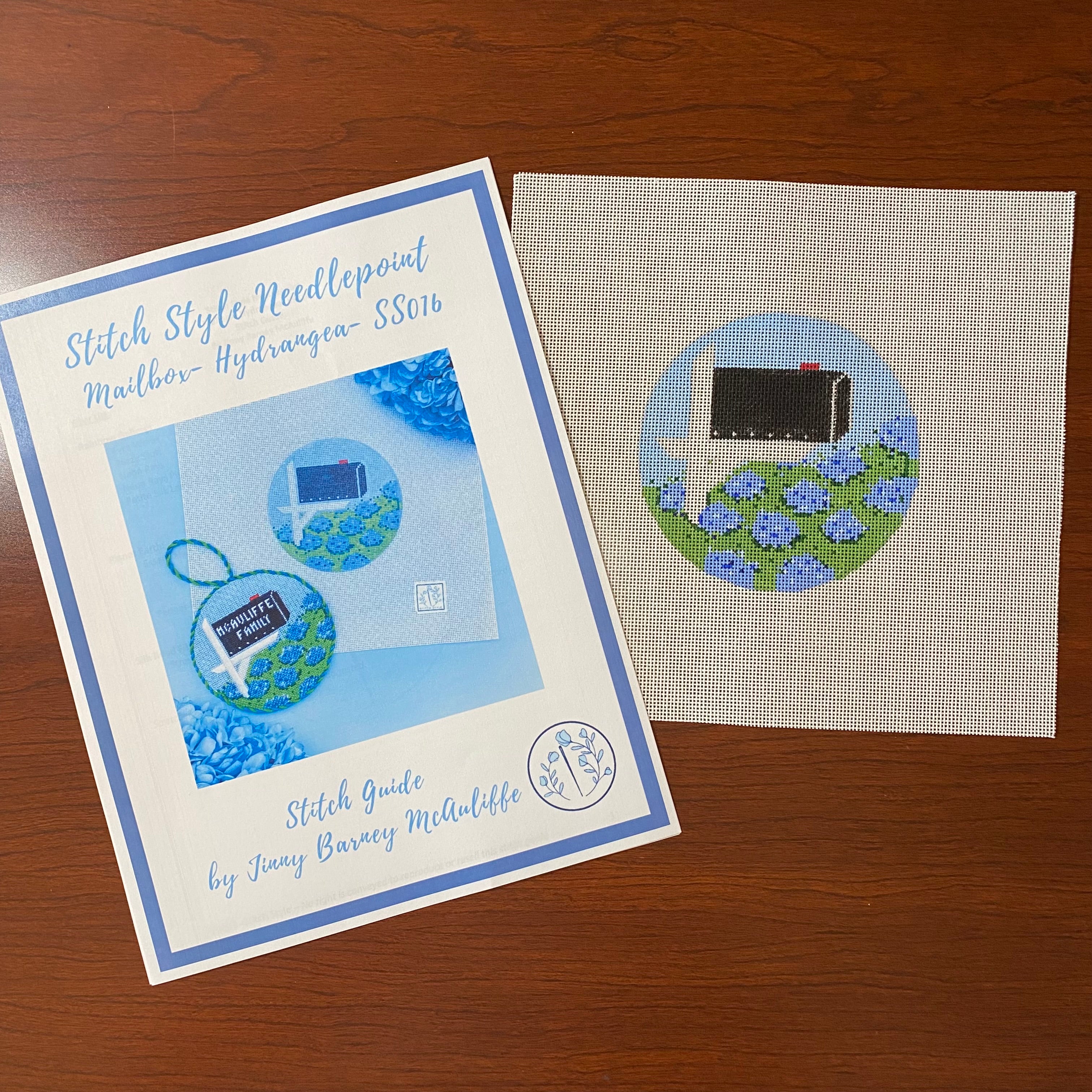 Mailbox Round Hydrangea Canvas and Stitch Guide – The Needlepoint Clubhouse