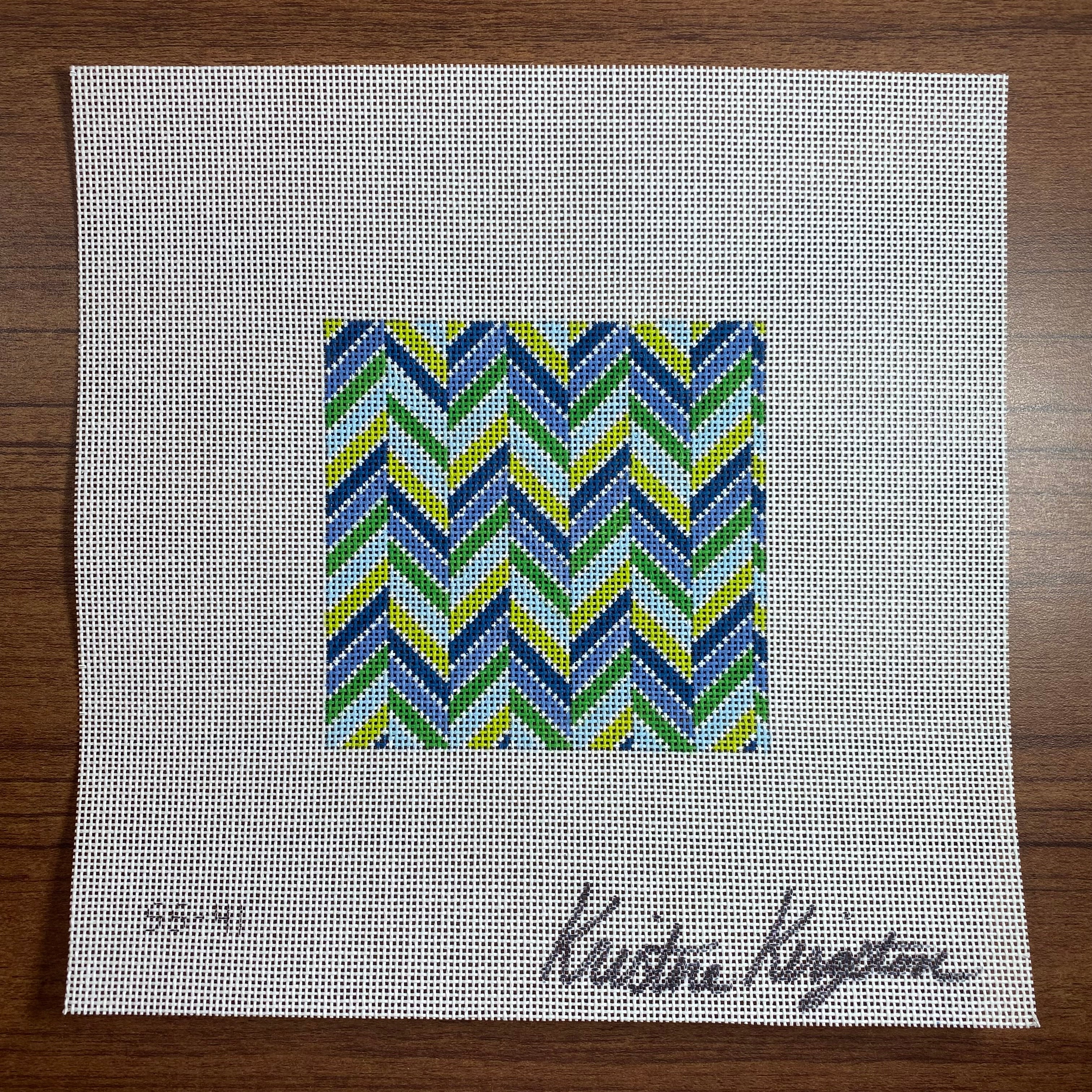 Blue and Green Chevron Square – The Needlepoint Clubhouse