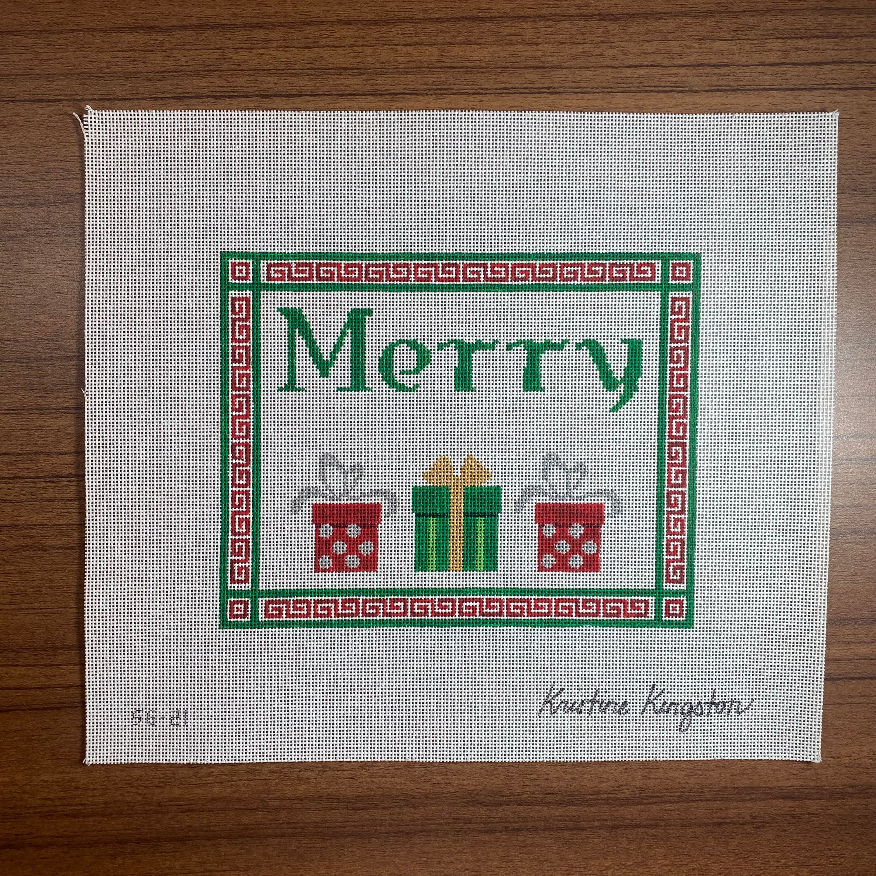 Merry with Presents Sign – The Needlepoint Clubhouse