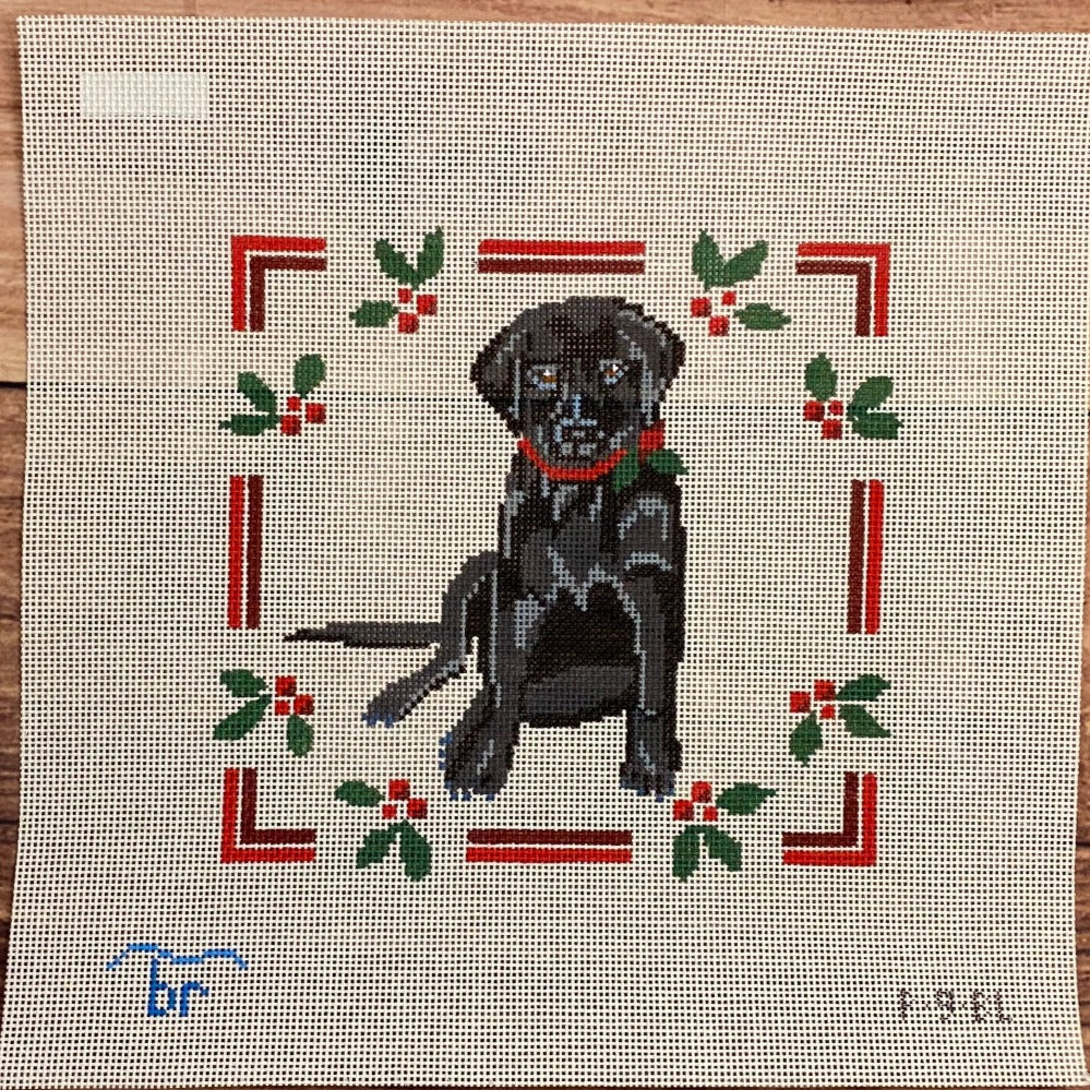 Black Lab with Holly – The Needlepoint Clubhouse