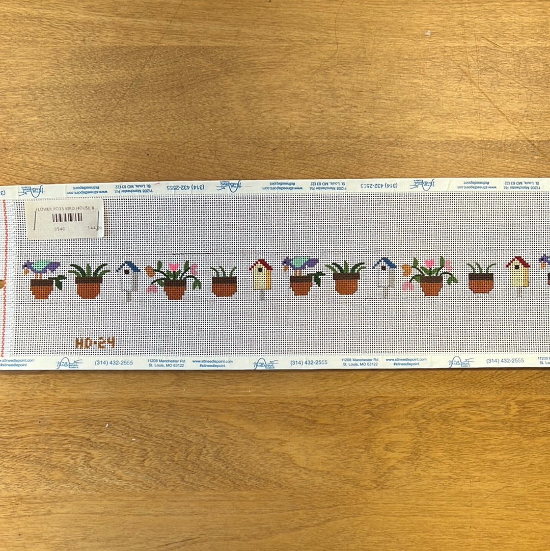 Flower Pots Birdhouses belt – The Needlepoint Clubhouse