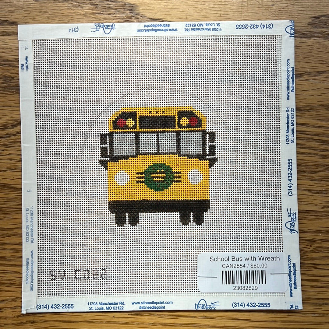 School Bus with Wreath – The Needlepoint Clubhouse