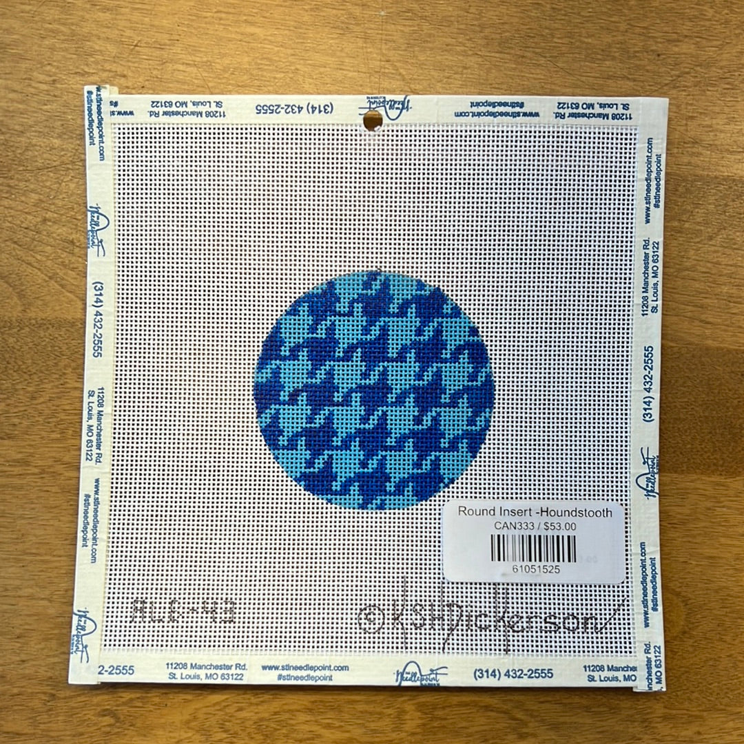 Round Insert - Blue Houndstooth – The Needlepoint Clubhouse