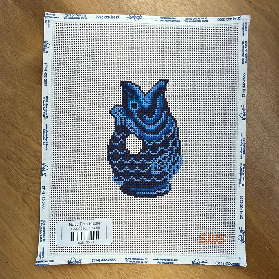 Blue Fish Pitcher – The Needlepoint Clubhouse
