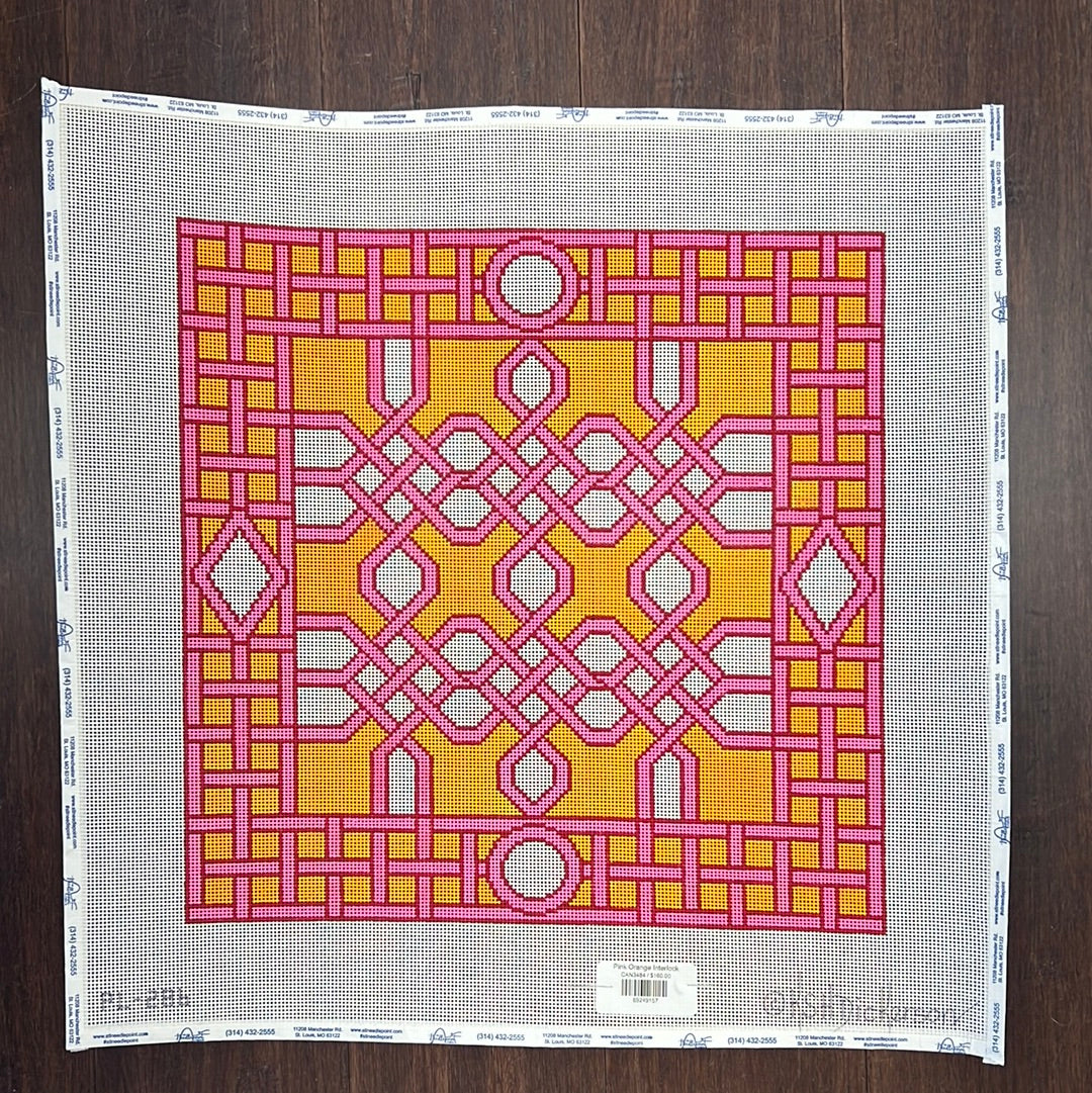 Pink Orange Interlock – The Needlepoint Clubhouse