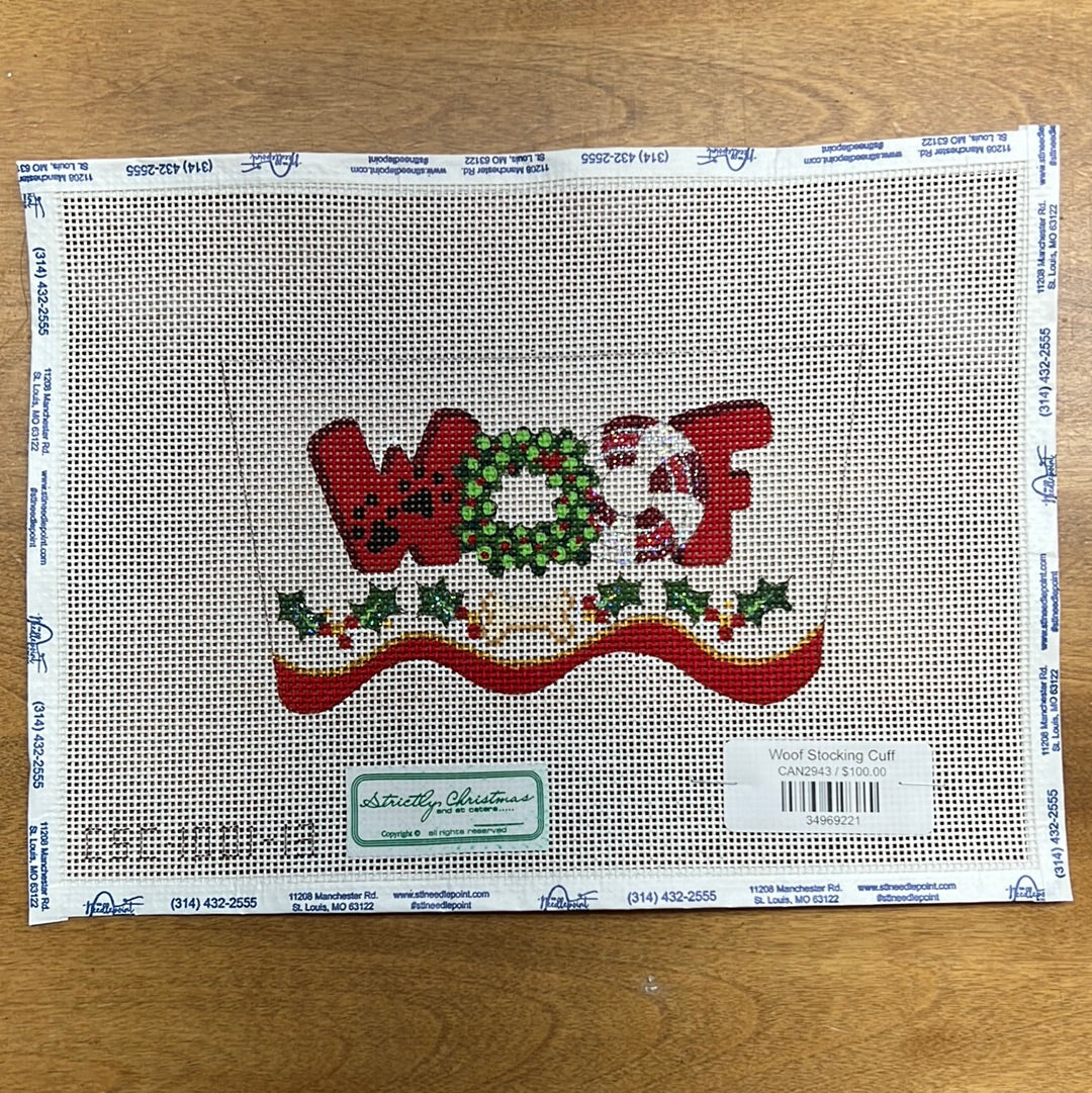 Woof Stocking Cuff – The Needlepoint Clubhouse