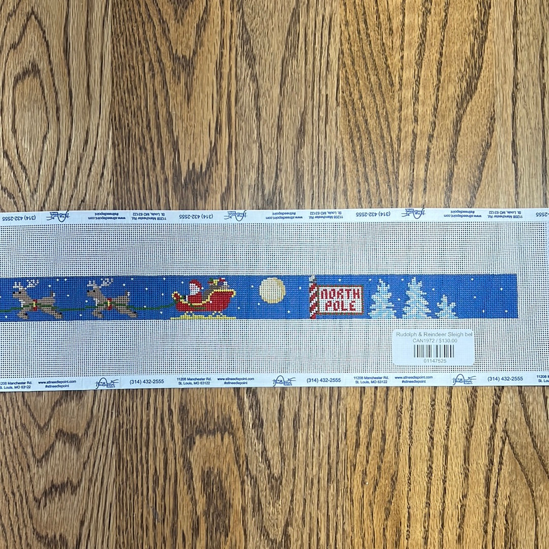 Rudolph and Reindeer Sleigh, Belt - 18 mesh – The Needlepoint Clubhouse