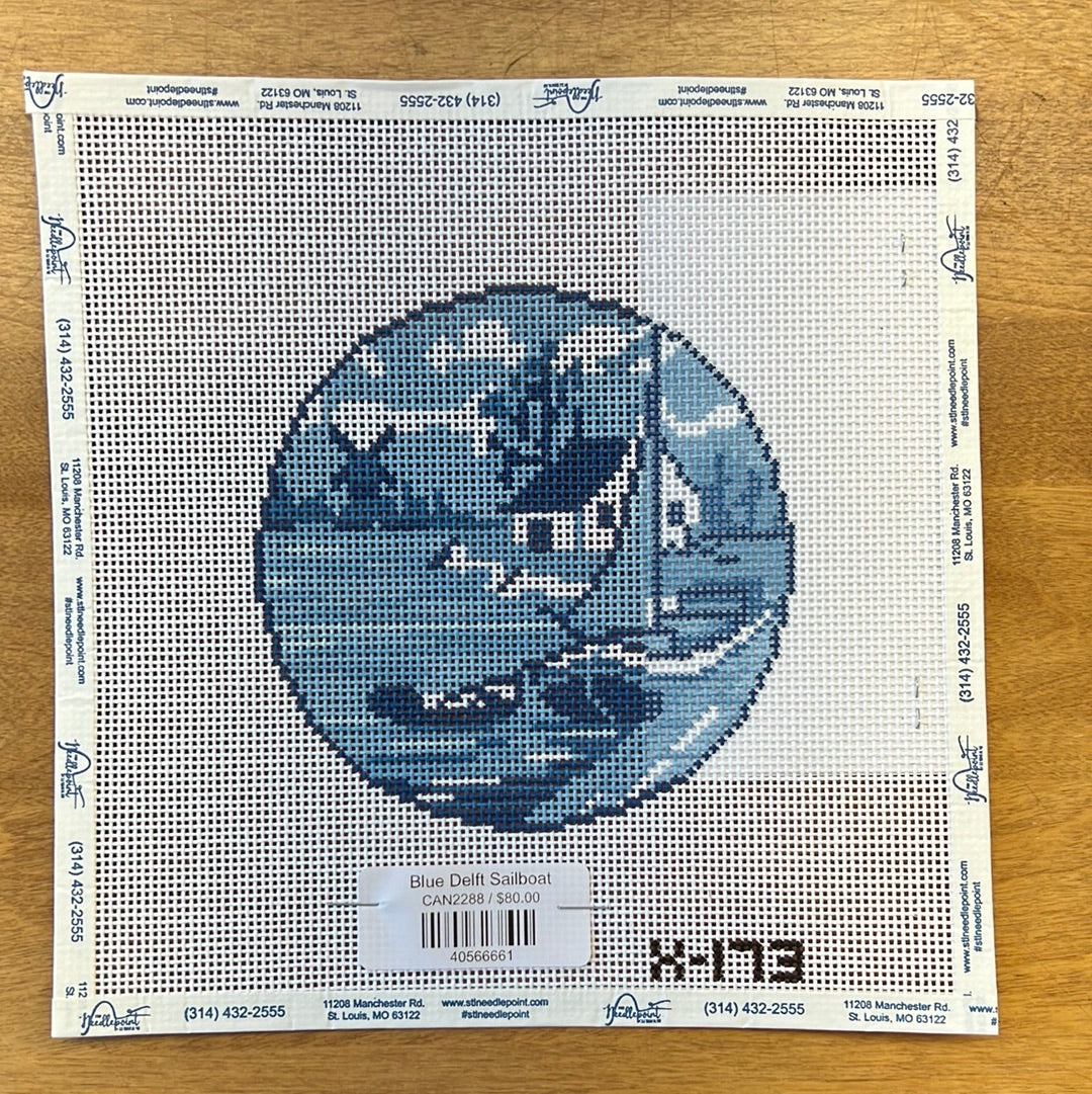 Blue Delft Sailboat – The Needlepoint Clubhouse